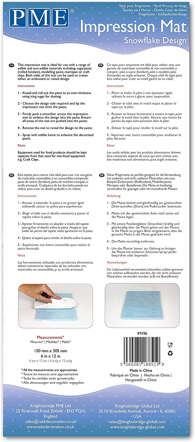 PME Snowflake Design Impression Mat – Frans Cake and Candy